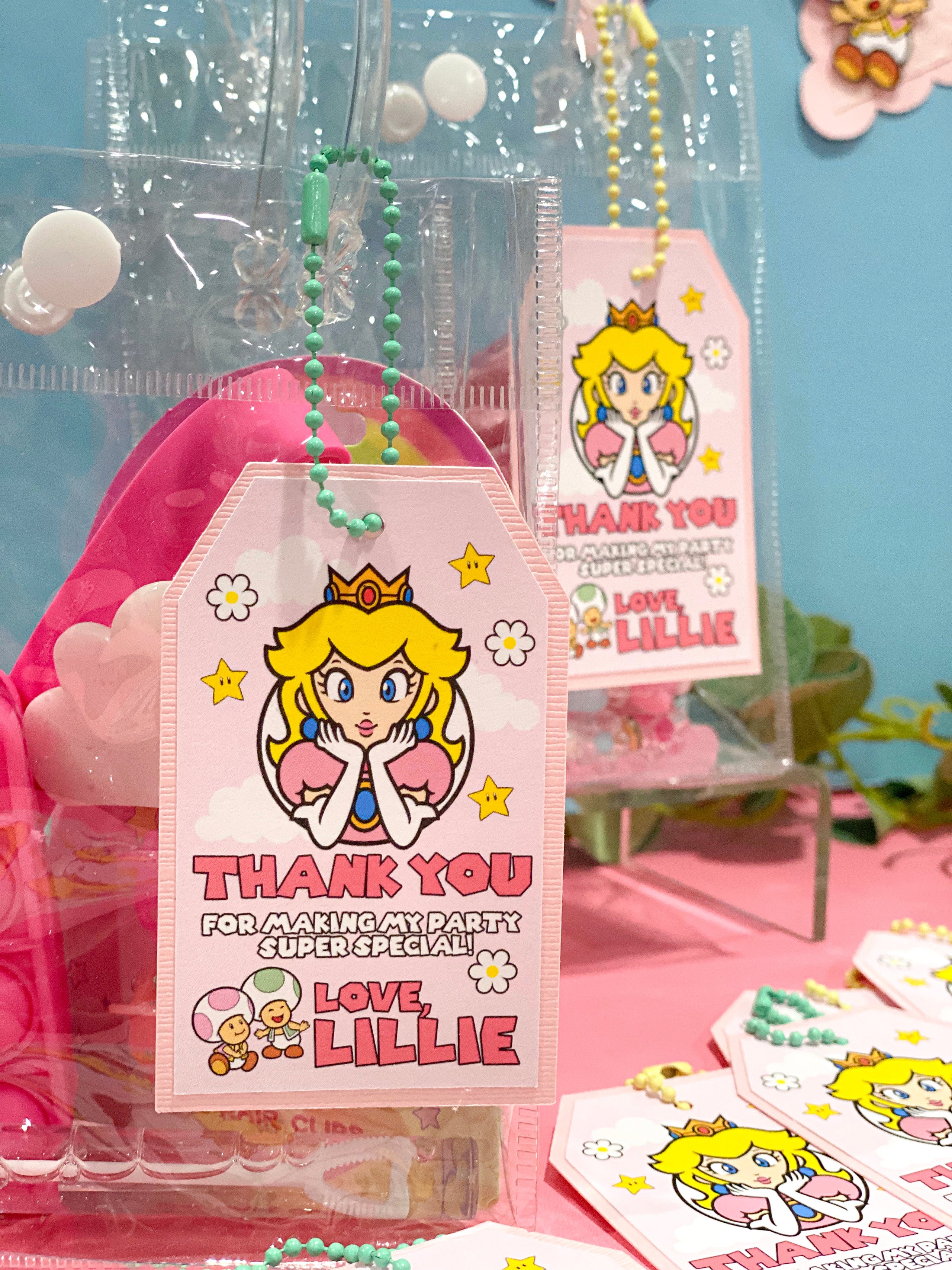 Princess Peach Thank You Favor Tags: Gracious Tokens for Your Birthday ...